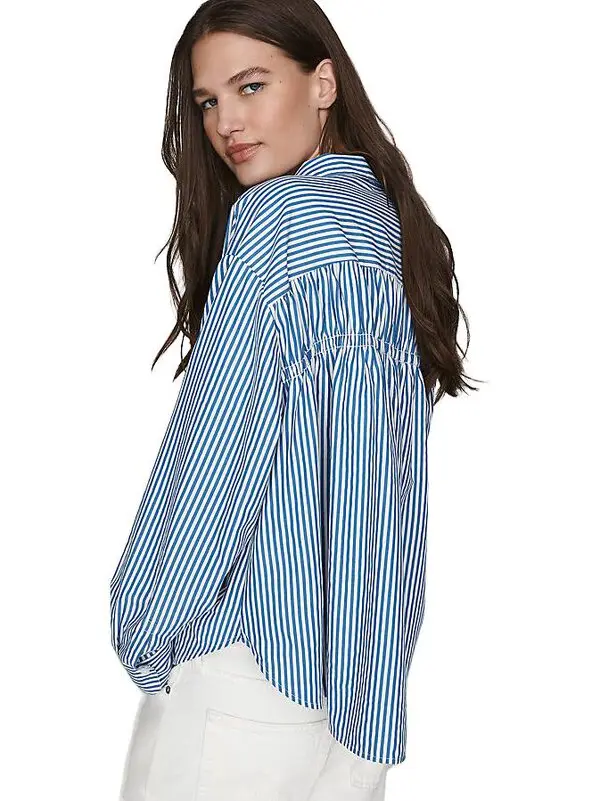 Maeve Shrunken Button-down Shirt With Stripes - Blue Stripe