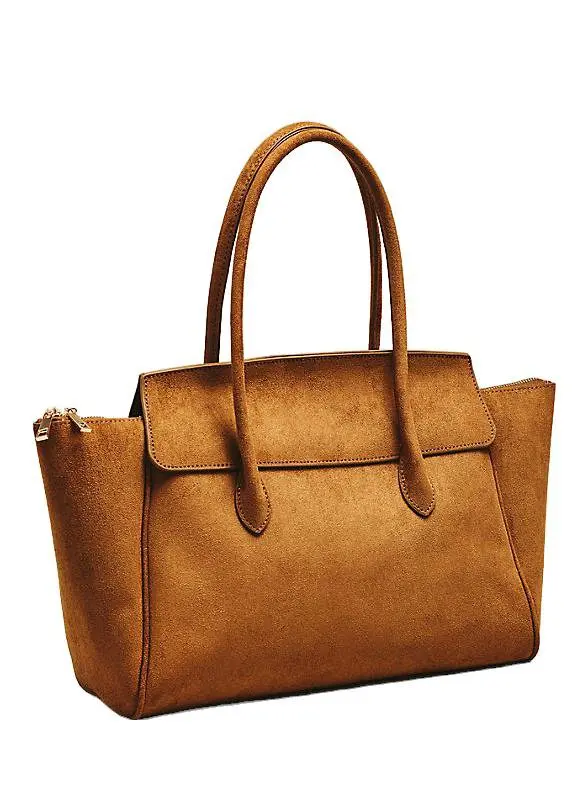 Anthropologie Structured Foldover Satchel - Tan