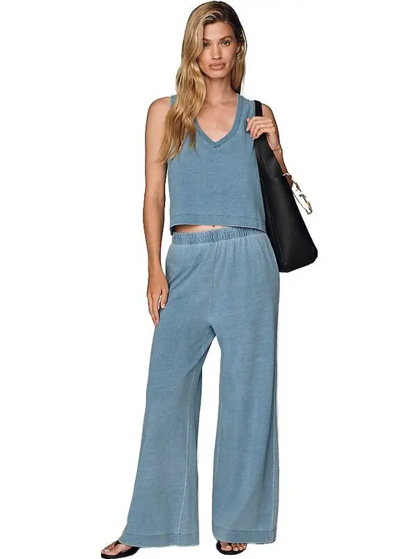 Z Supply Scout 100% Cotton Wide-leg Pants - Light Denim