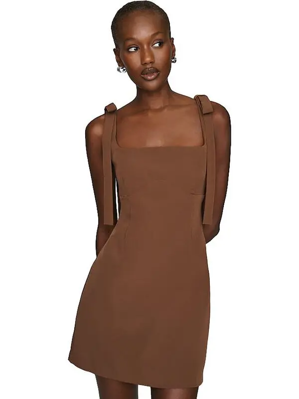 Endless Rose Bow-strap Shift Dress - Brown