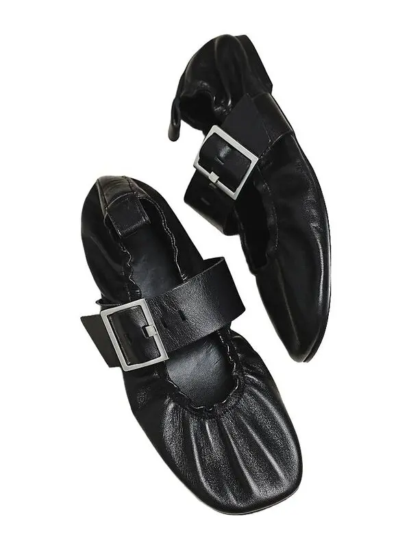ALOHAS Sarea Leather Ballet Flats - Black