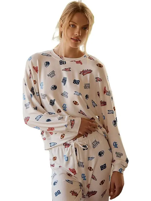 Anthropologie Z Supply Graphic Print Long Sleeve Top - Ivory Pattern