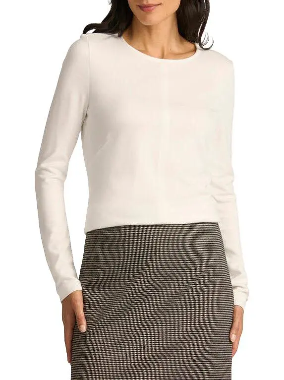 Halogen Long Sleeve Crewneck Ponte Top - New Ivory
