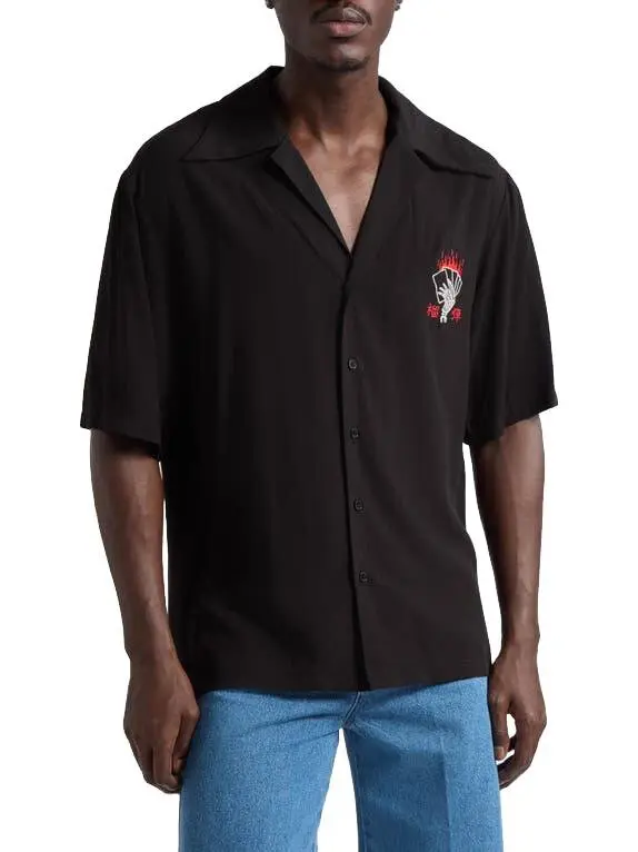 LU'U DAN Listed Uniform Camp Shirt - Black