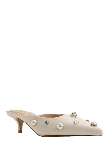Ted Baker London Georgie Pointed Toe Mule With Pearl And Crystal Embellishments - White/bone
