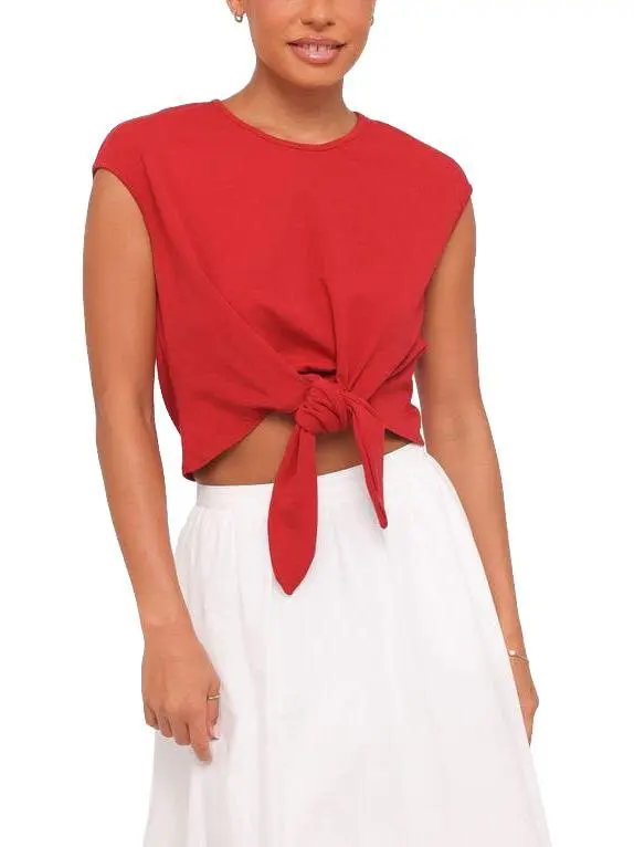 PETAL & PUP Tie Hem Crop Top - Red