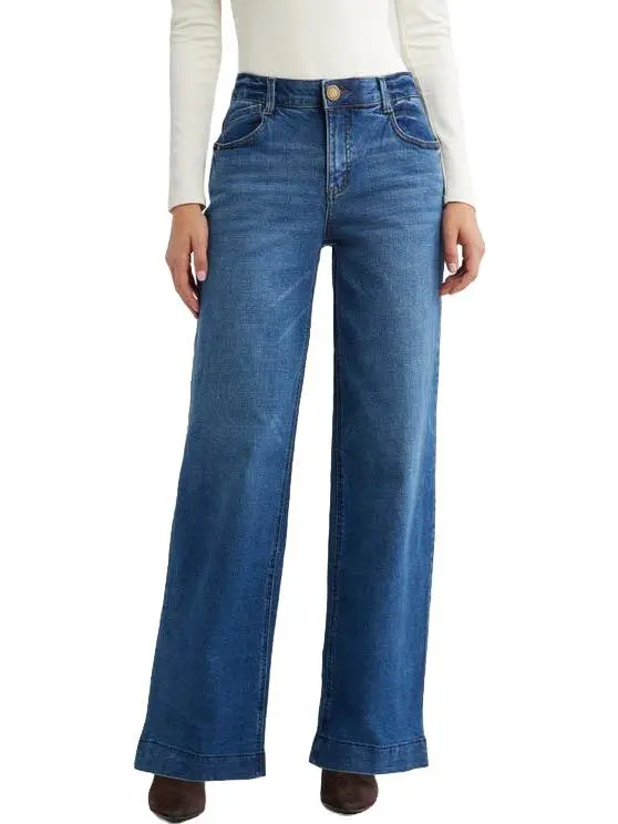 Wit & Wisdom Sam High Waist Wide Leg Jeans - Mid Blue