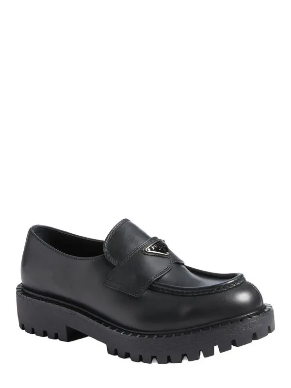 Prada Leather Loafer With Lug Sole - Nero