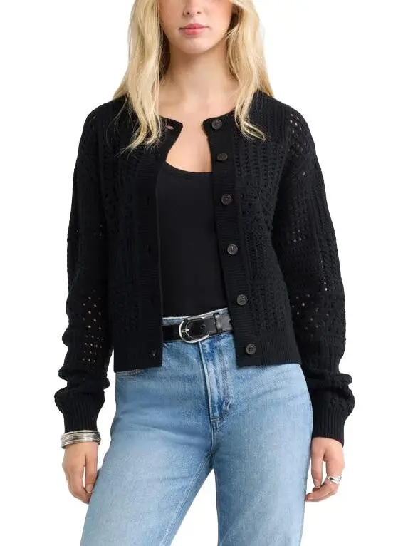 Treasure & Bond Patchwork Pointelle Cardigan - Black