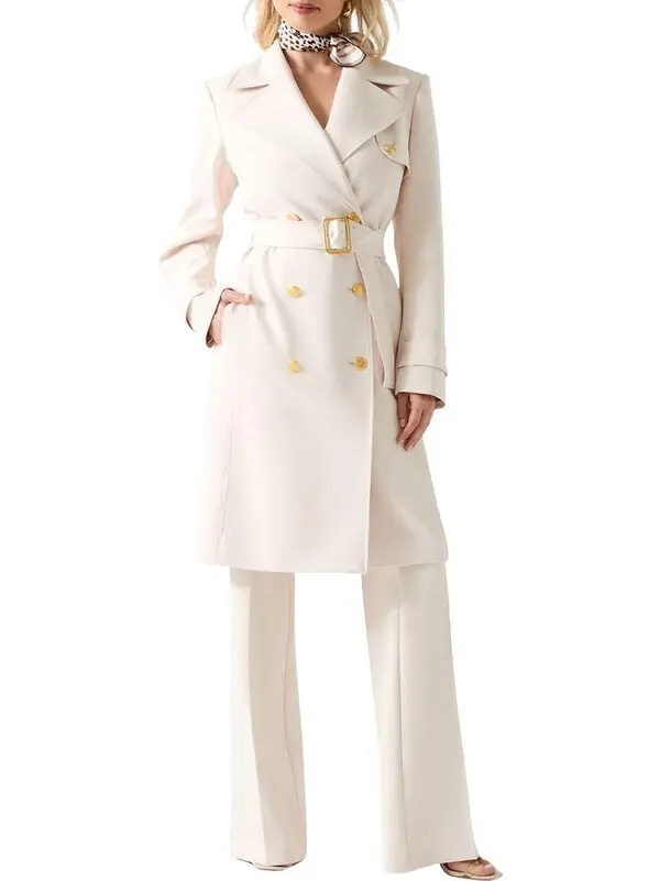 MARCIANO Jasmine Double Breasted Trench Coat - Cream