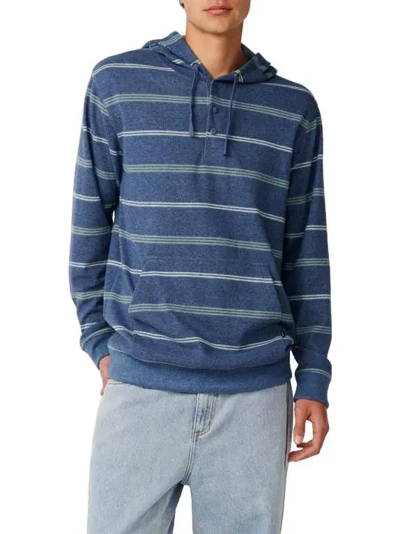 Rip Curl Grid Hood Stripe Henley Hoodie - Light Navy