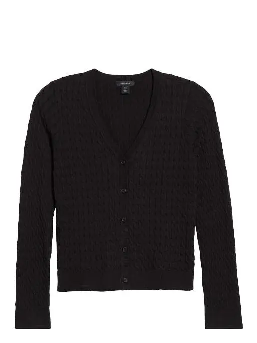 Halogen Cable Knit V-neck Cardigan - Rich Black