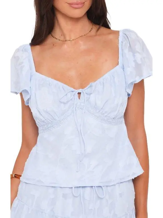 PETAL & PUP Textured Flutter Sleeve Top - Powder Blue