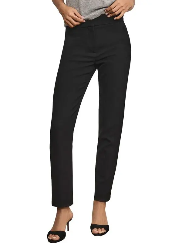 Veronica Beard Renzo Flat Front Tailored Pants - Black