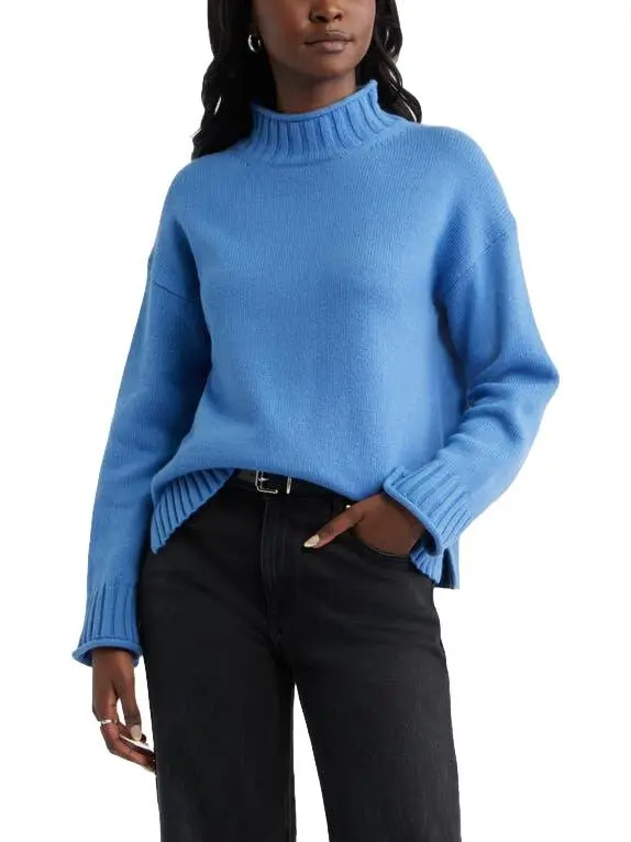 Caslon Striped Roll Neck Sweater - Blue Glory