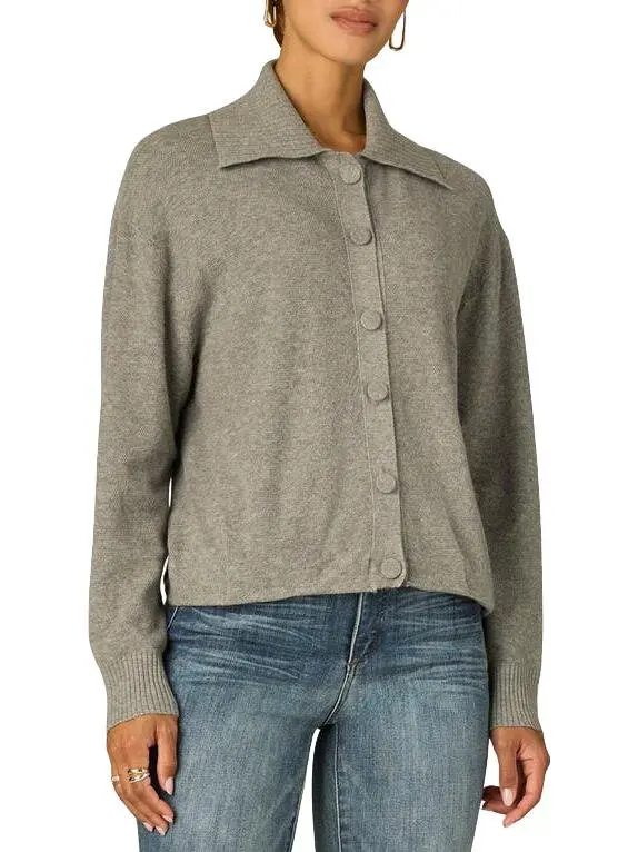Wit & Wisdom Collared Snap Front Cardigan - Grey