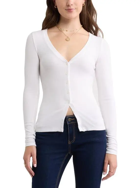 Bp. Rib Knit V-neck Cardigan - White