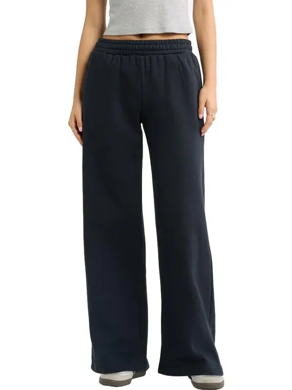 Bp. Low Rise Wide Leg Fleece Sweatpants - Black Jet