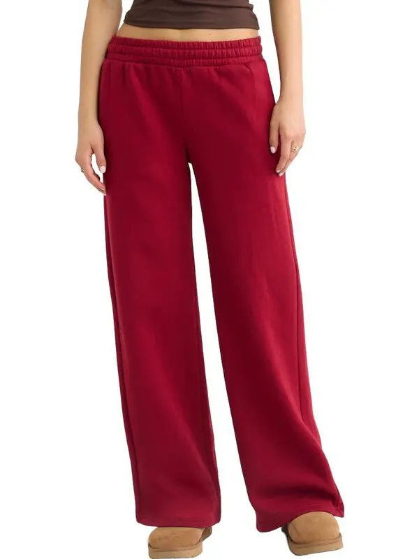 Bp. Low Rise Wide Leg Fleece Sweatpants - Red Cinder