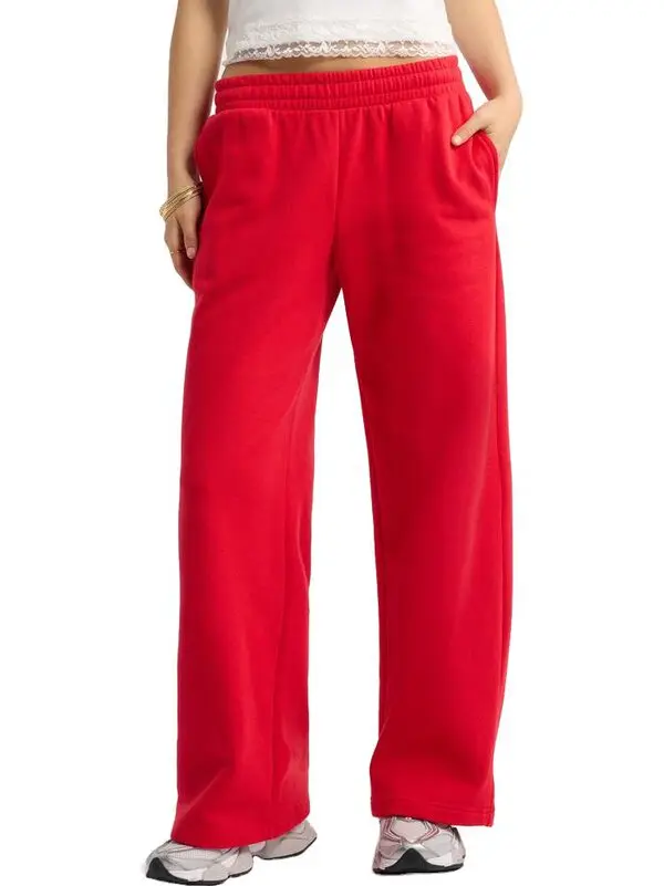 Bp. Low Rise Wide Leg Sweatpants - Red Pepper