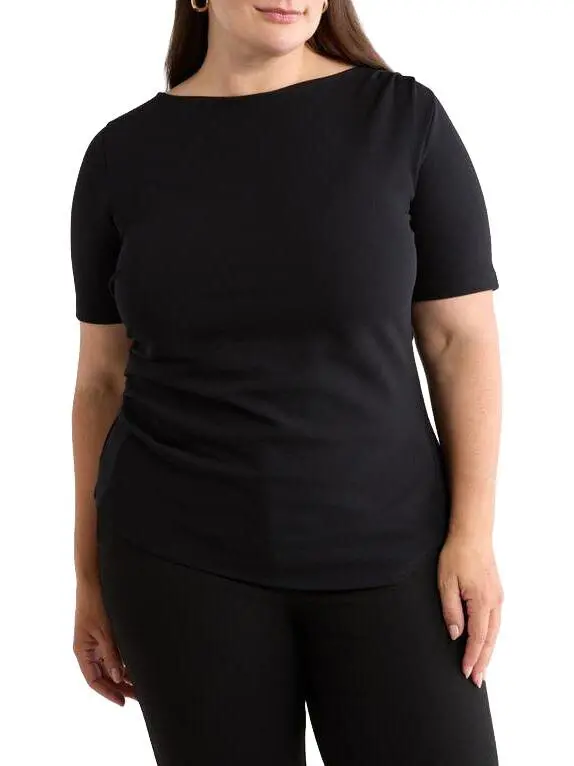 Nordstrom Asymmetrical Gathered T-shirt - Black