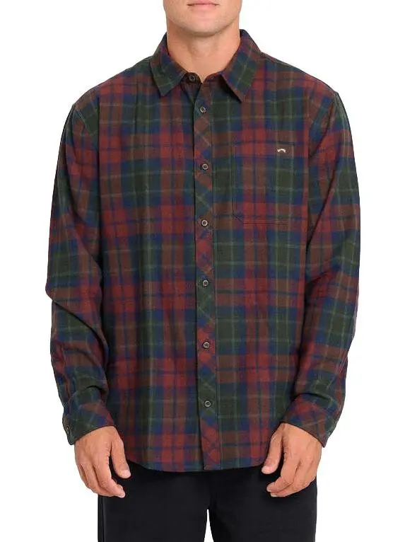 BILLABONG Coastline Plaid Cotton Flannel Button-up Shirt - Tortoise Shell