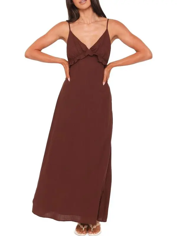 PETAL & PUP Lorella Midi Dress - Dark Brown