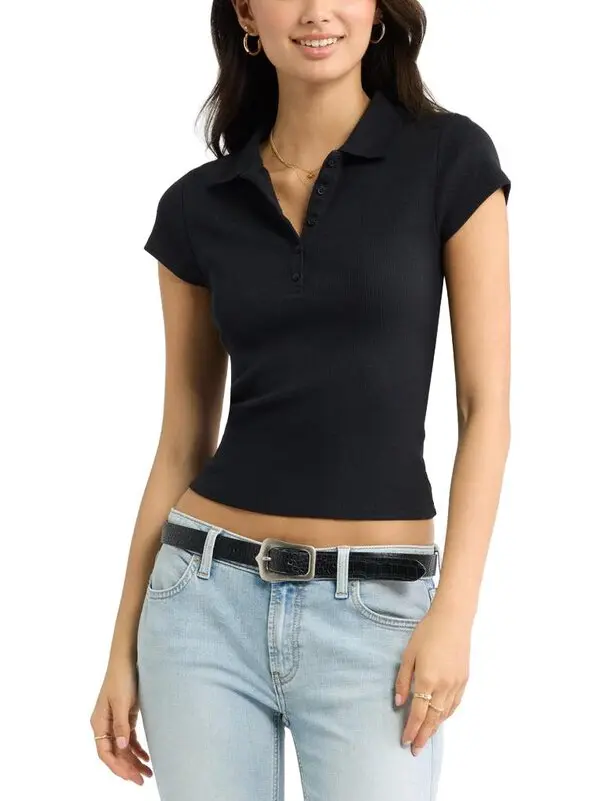 Bp. Stretch Cotton Rib Polo - Black