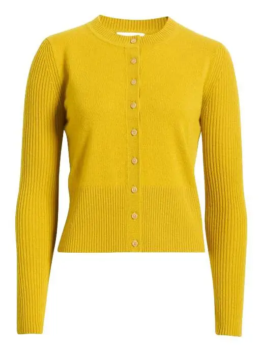 Caslon Wool & Cashmere Blend Argyle Cardigan - Olive