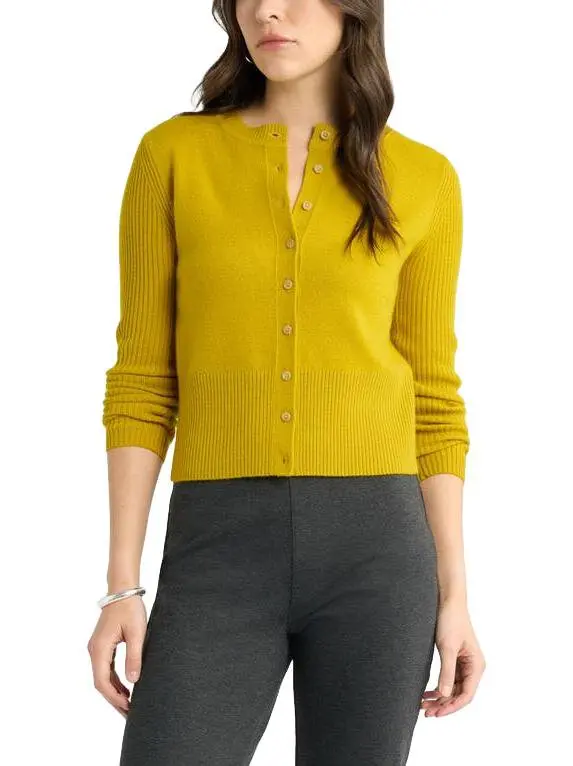 Caslon Wool & Cashmere Blend Argyle Cardigan - Olive