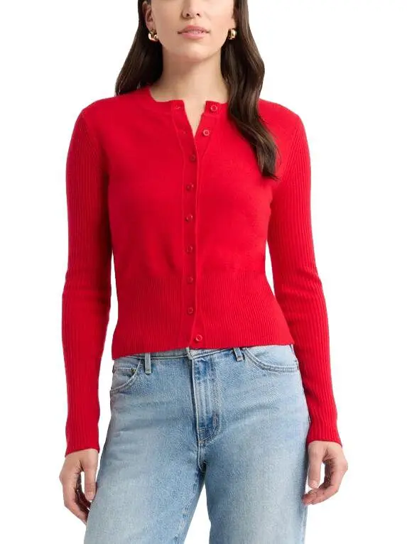 Caslon Wool & Cashmere Blend Argyle Cardigan - Red Celebration