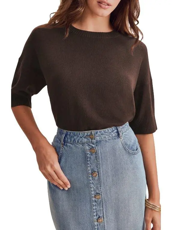 Splendid Georgie Short Sleeve Sweater - Java Brown