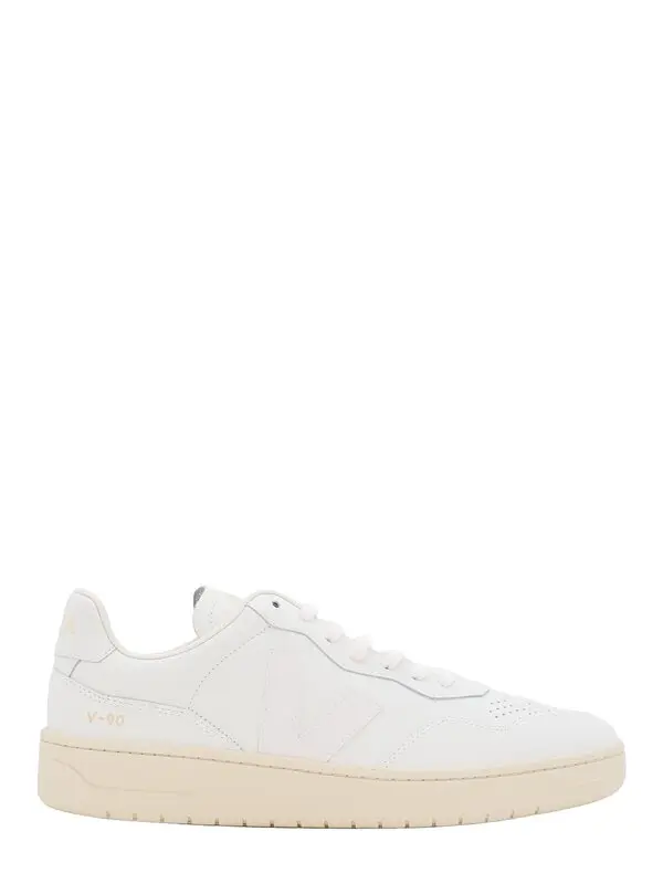 VEJA V-90 Leather Lace-up Sneakers - White
