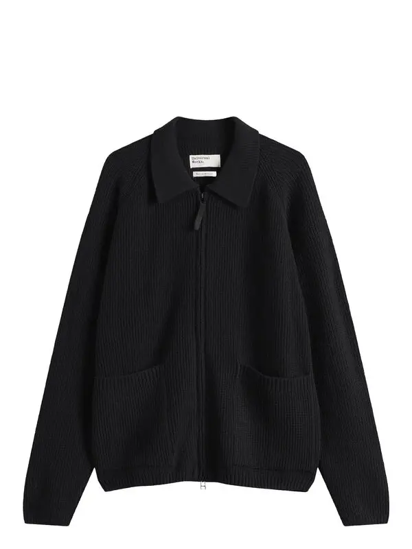 Universal Works Eco Wool Zip Cardigan - Black