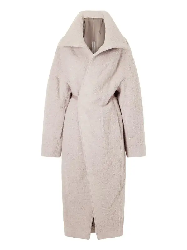 Rick Owens Dracucollar Belted Alpaca And Virgin Wool-blend Coat - Pink
