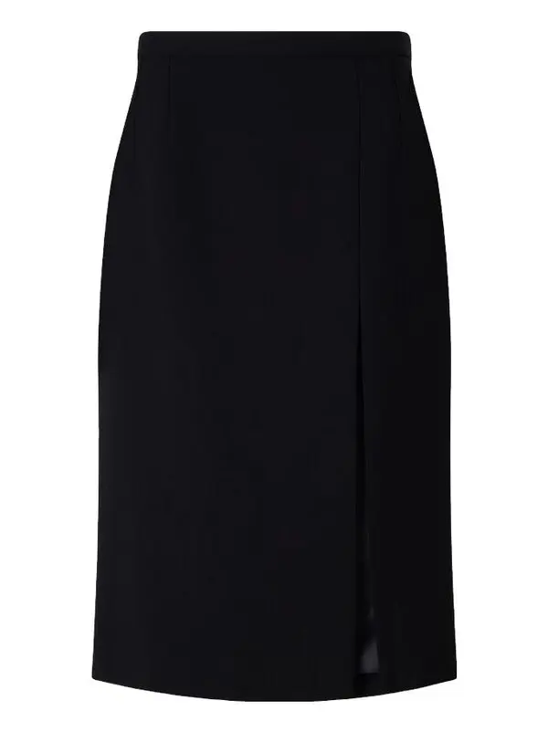 Dolce & Gabbana Wool Blend Midi Skirt With Front Slit - Black