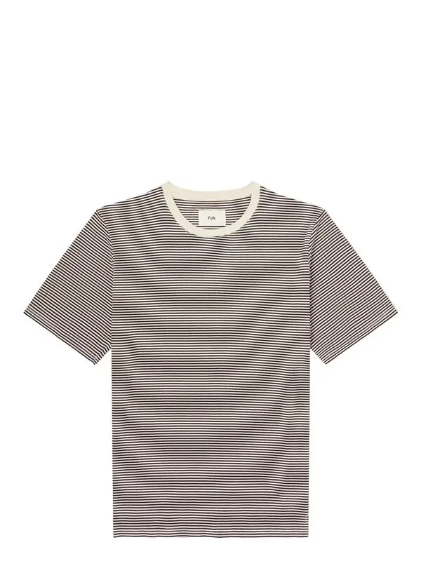 Folk Striped Cotton-jersey T-shirt - Brown
