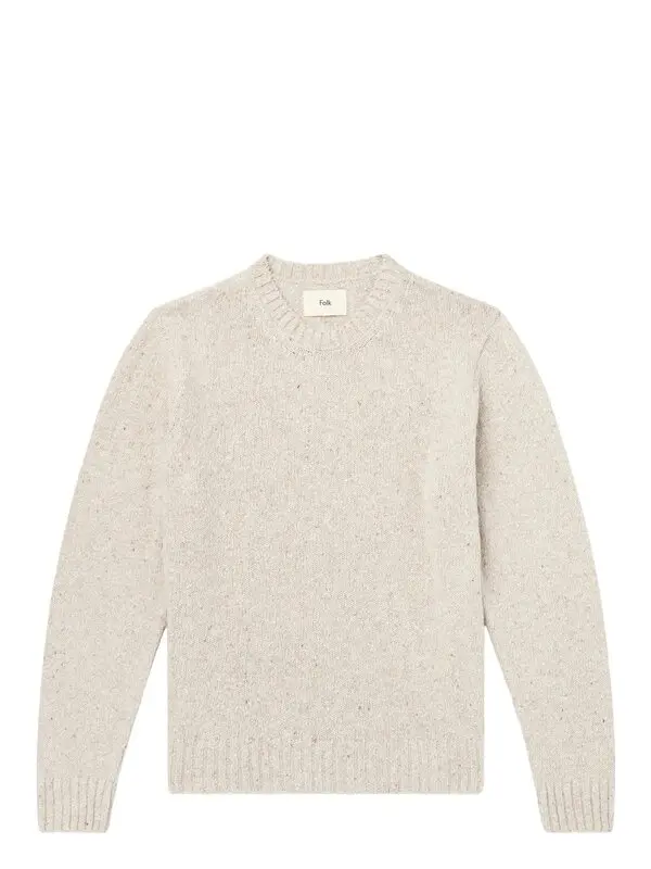 Folk Chain Mélange Wool-blend Sweater - Neutrals