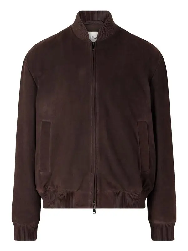 Altea Suede Zip-up Blouson Jacket - Brown
