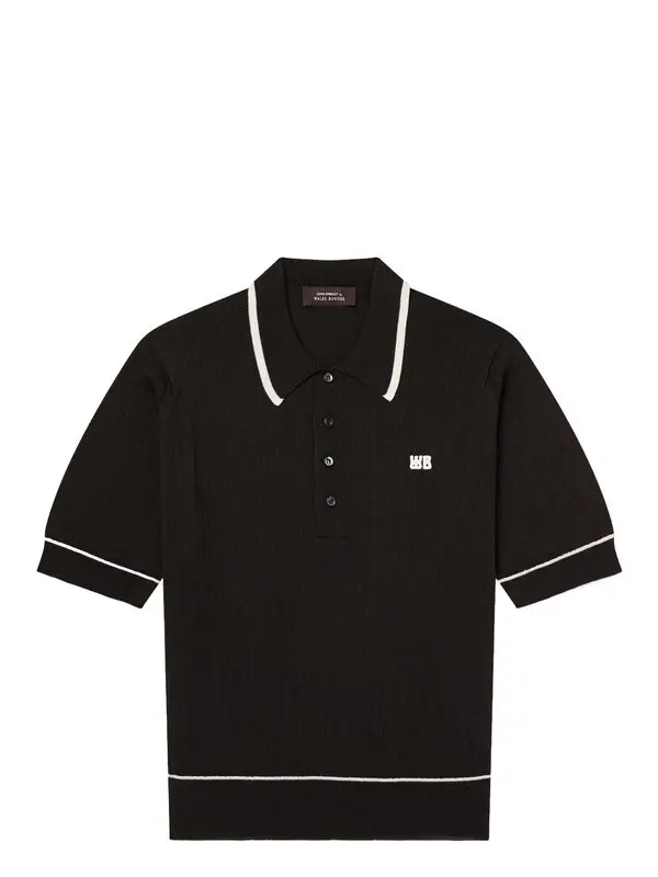 WALES BONNER Blessings Logo-embroidered Merino Wool Polo Shirt - Brown