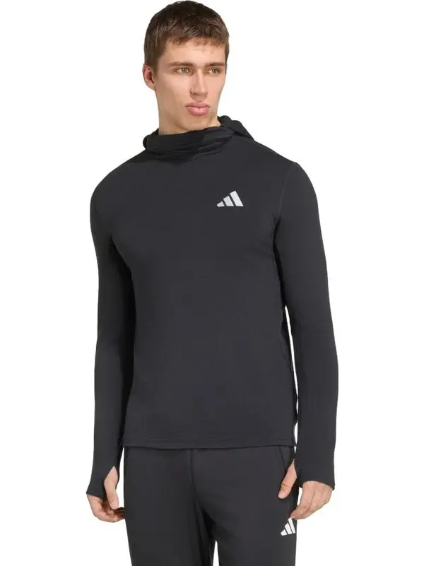 Adidas Adi365 Running Essentials Winterized Long Sleeve Hooded Track Top - Black