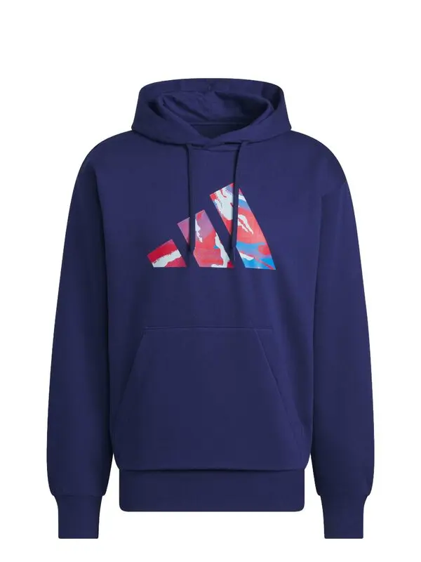 Adidas Camo Big Logo Graphic Hoodie - Dark Blue