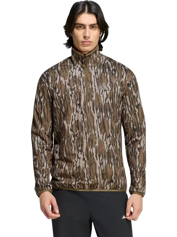 Adidas Terrex Multi Climawarm Half Zip Tech Fleece Top Featuring Mossy Oak Bottomland Allover Print Graphic - Multicolor