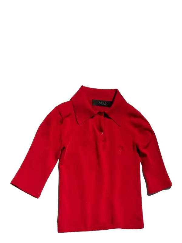 Gucci Fine Stretch Knit Silk Polo Shirt - Red