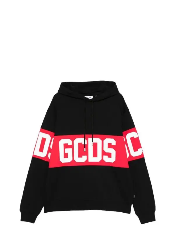 Gcds Long Sleeve Sweatshirt With Drawstring Hood - Black
