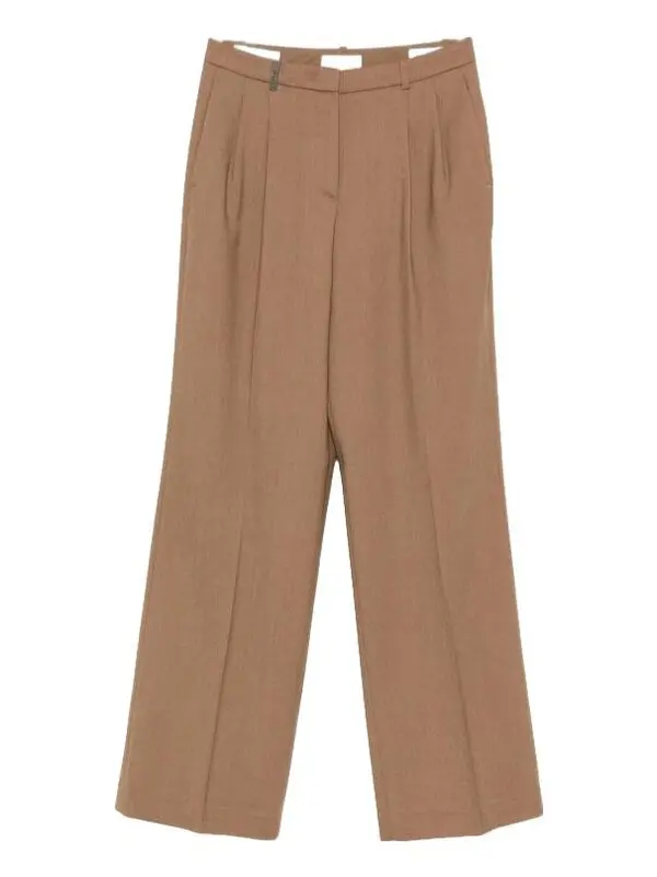 Peserico Pleated Straight-leg Tailored Trousers - Brown