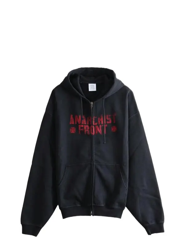 Vetements Slogan-print Zip-up Hoodie - No
