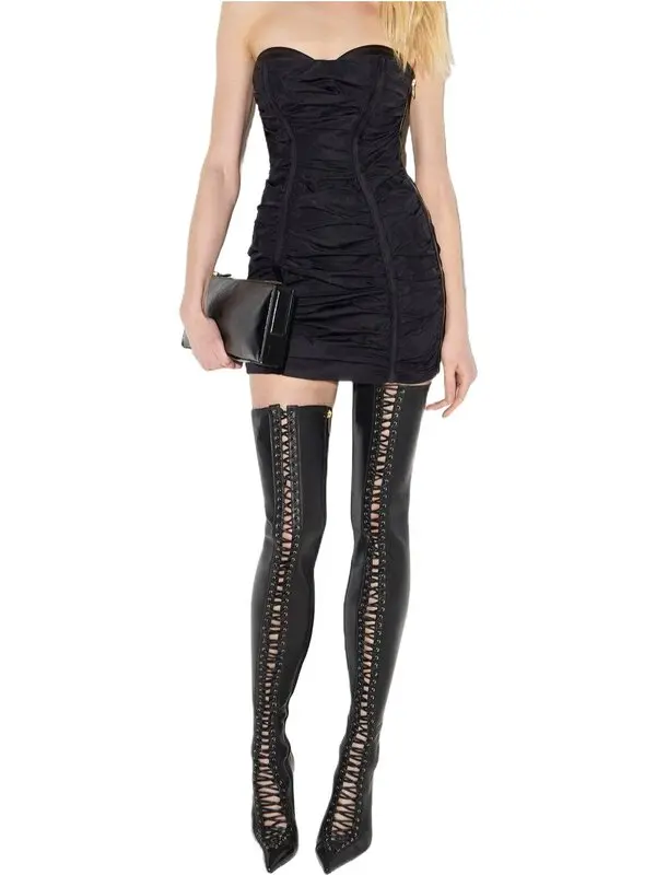 Elisabetta Franchi Off-the-shoulder Mini Dress - Black