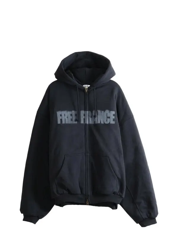 Vetements Graphic-print Zip-up Hoodie - Black