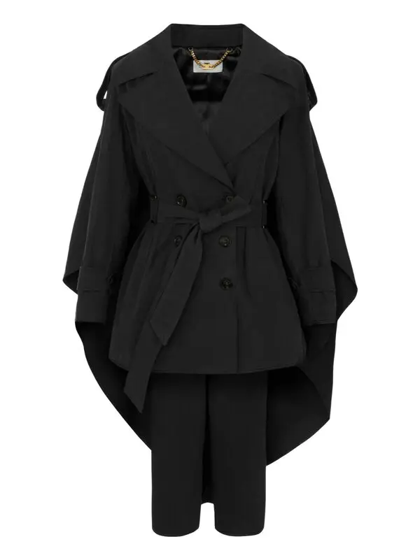 Elisabetta Franchi Belted Cape-panel Coat - Black